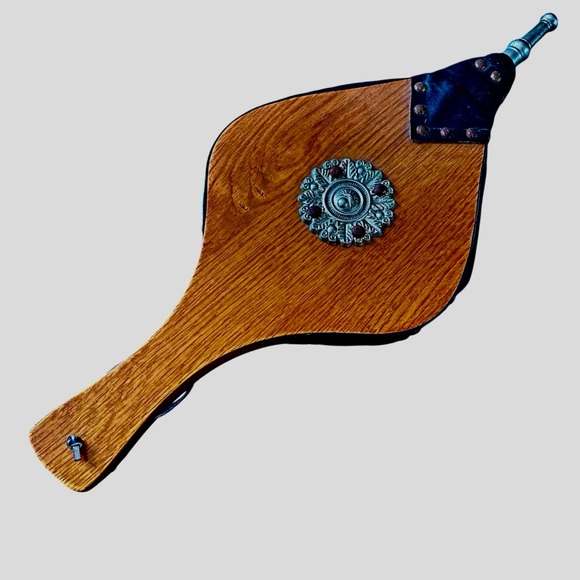 Accents | Vintage Fireplace Bellows Wood Leather 19 Fire Stoker Fan Air ...